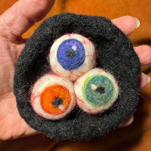 Eyeballs Halloween Three Creepy Eyeballs in a Black Nest Decoration ...