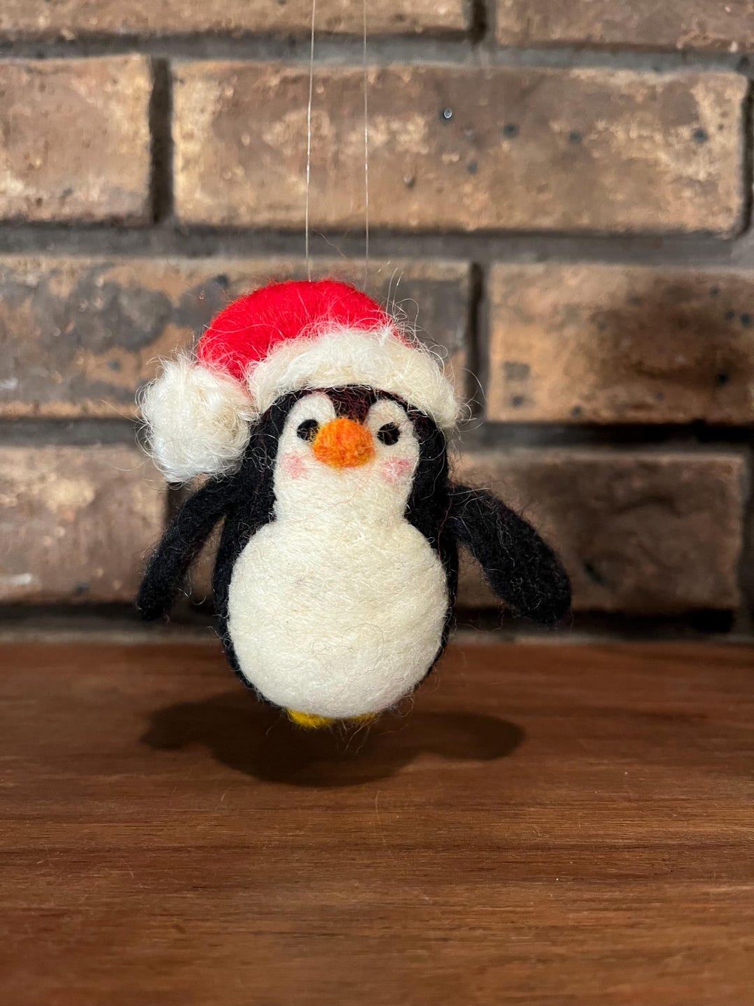 Penguin Wool Ornament: Wool Needle Felted Christmas Santa Hat Lover ...