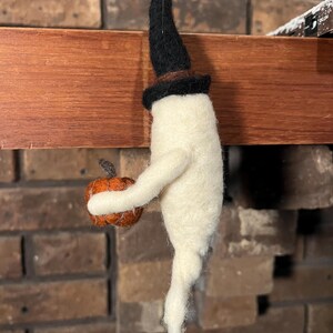 Needle Felted Wool Ghost Ornament: Halloween Pumpkin, Witch Hat - Etsy