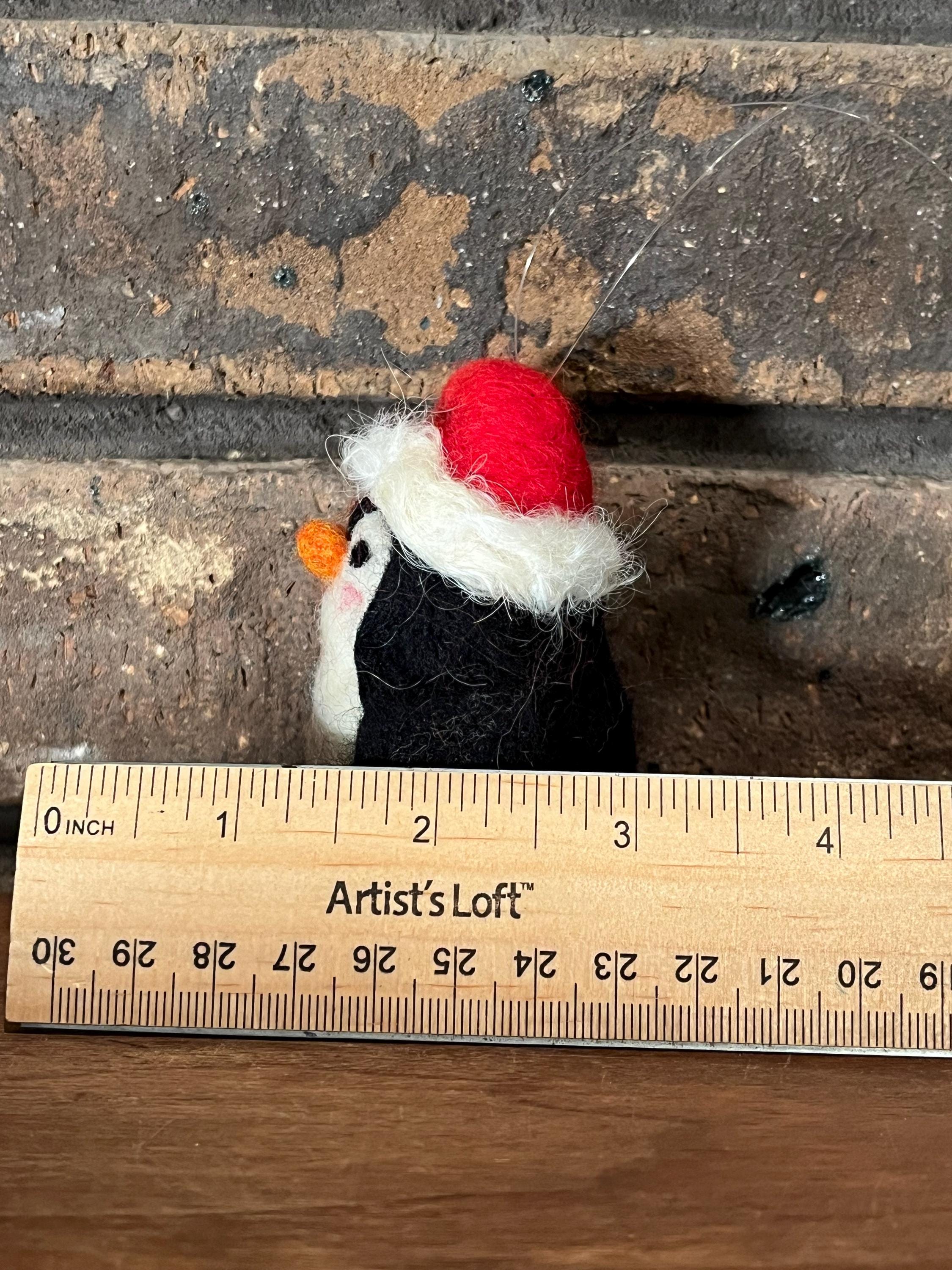 Penguin Wool Ornament: Wool Needle Felted Christmas Santa Hat Lover ...