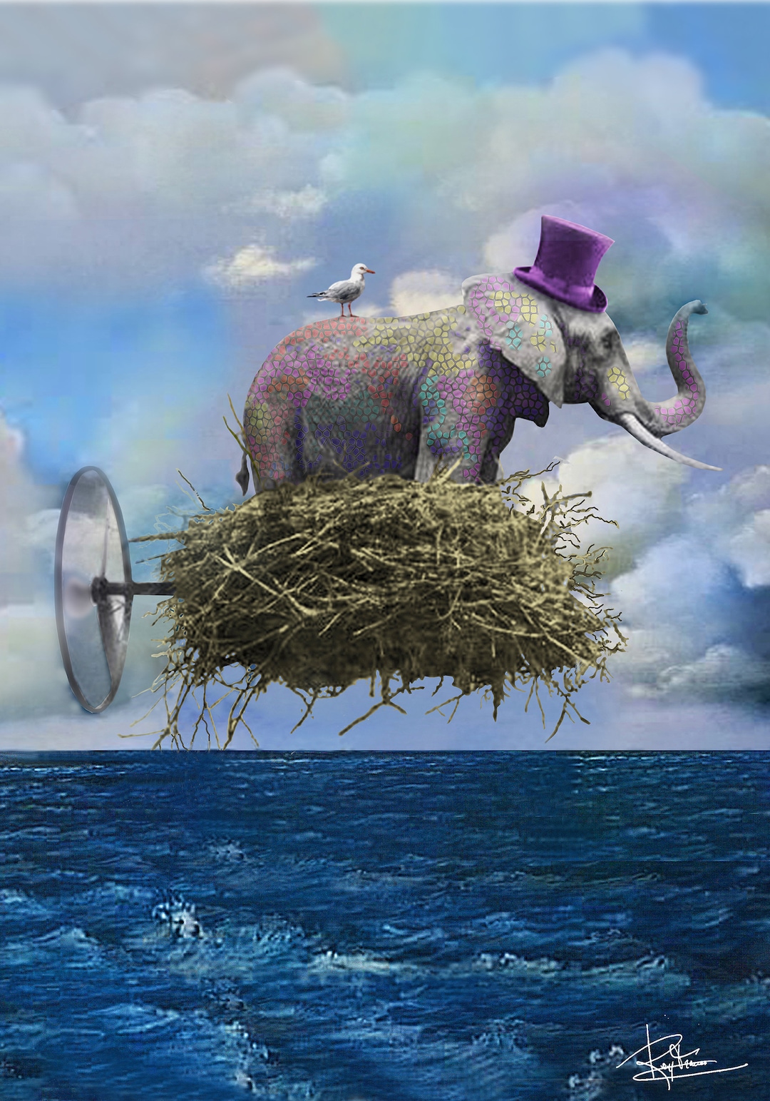 Contemporary Elephant Art Poster Printed on Art Paper for Wall ...