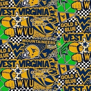West Virginia University Mountaineers Cotton Fabric - 1/2 Yard - Etsy