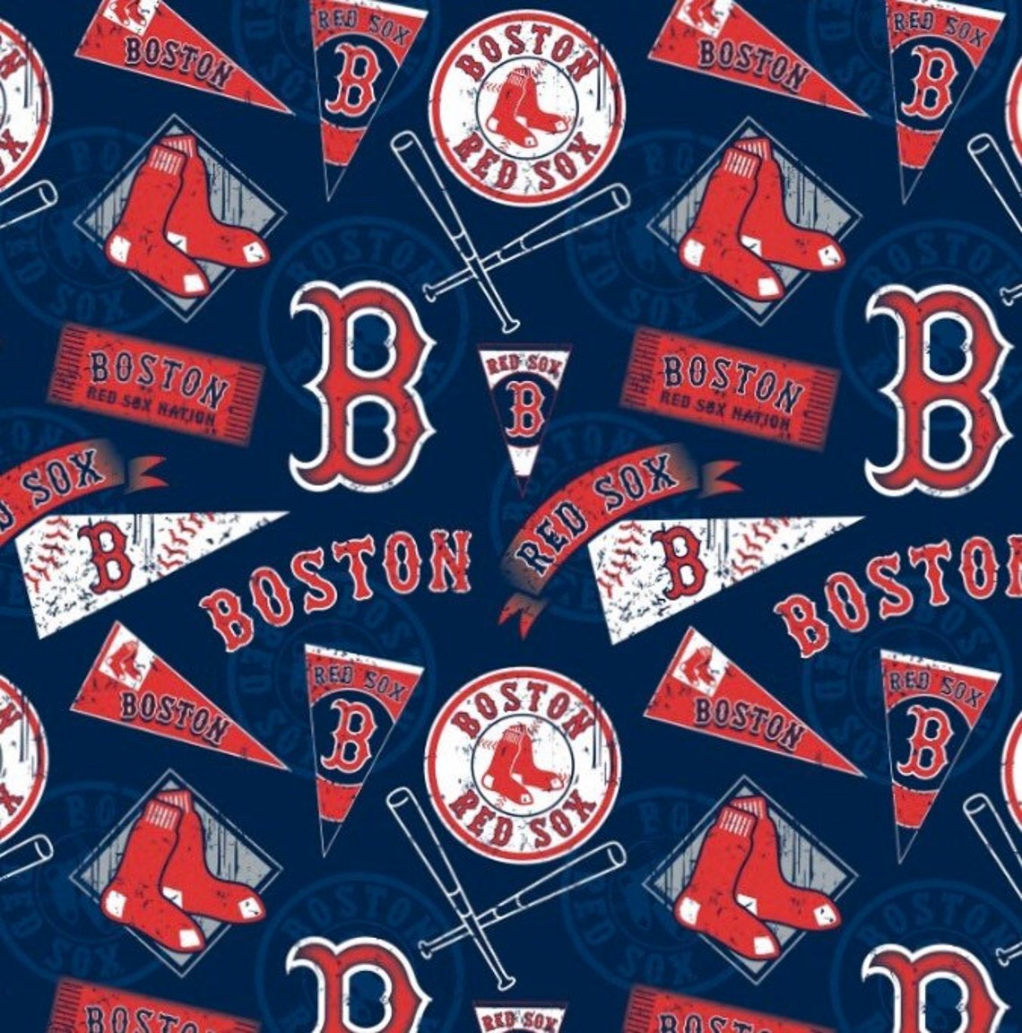 MLB Boston Red Sox Cotton Fabric Vintage - 1/2 Yard - Etsy
