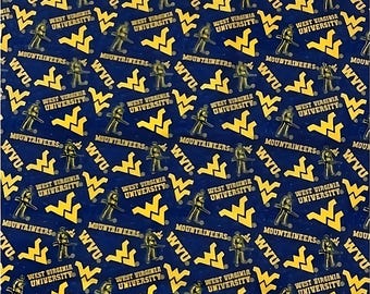 West Virginia University Mountaineers Vintage Pennant All Over Cotton ...