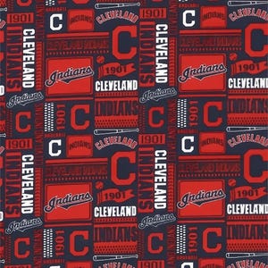 MLB Cleveland Indians 100% Cotton Fabric Block 1/2 Yard - Etsy