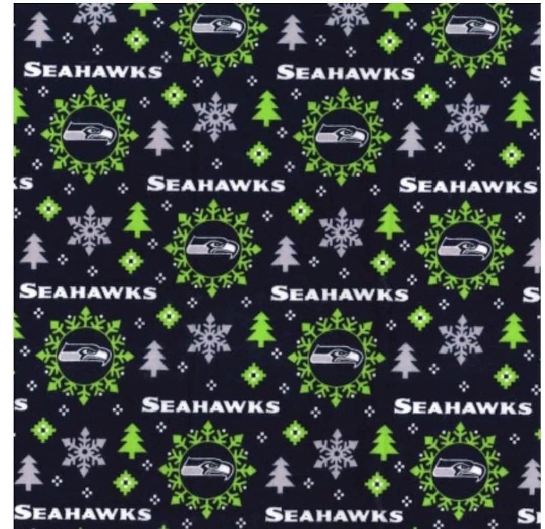 Seattle Seahawks Christmas Holiday Design Cotton Flannel Fabric - 1/2 ...