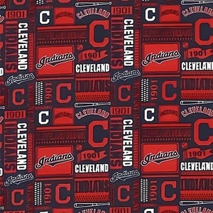 MLB Cleveland Indians 100% Cotton Fabric Block 1/2 Yard - Etsy