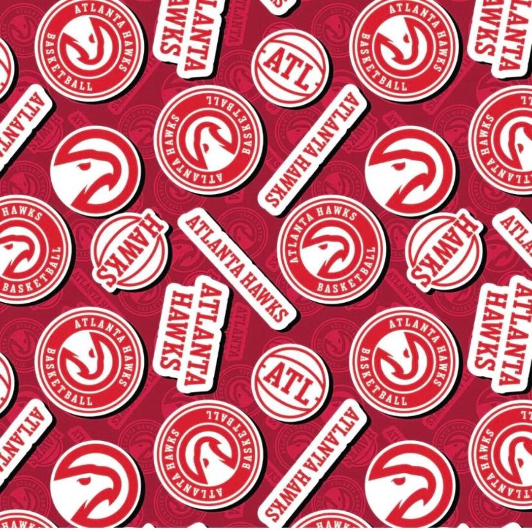 Atlanta Hawks Sticker Toss Cotton Fabric - 1/2 Yard - Etsy