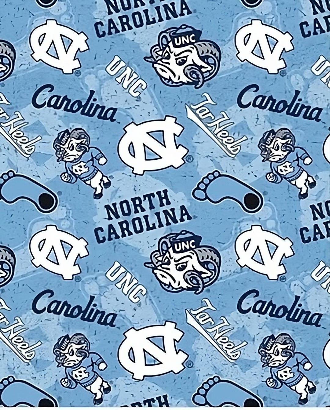 University of North Carolina Tarheel UNC 100% Cotton Fabric - 1/2 Yard ...