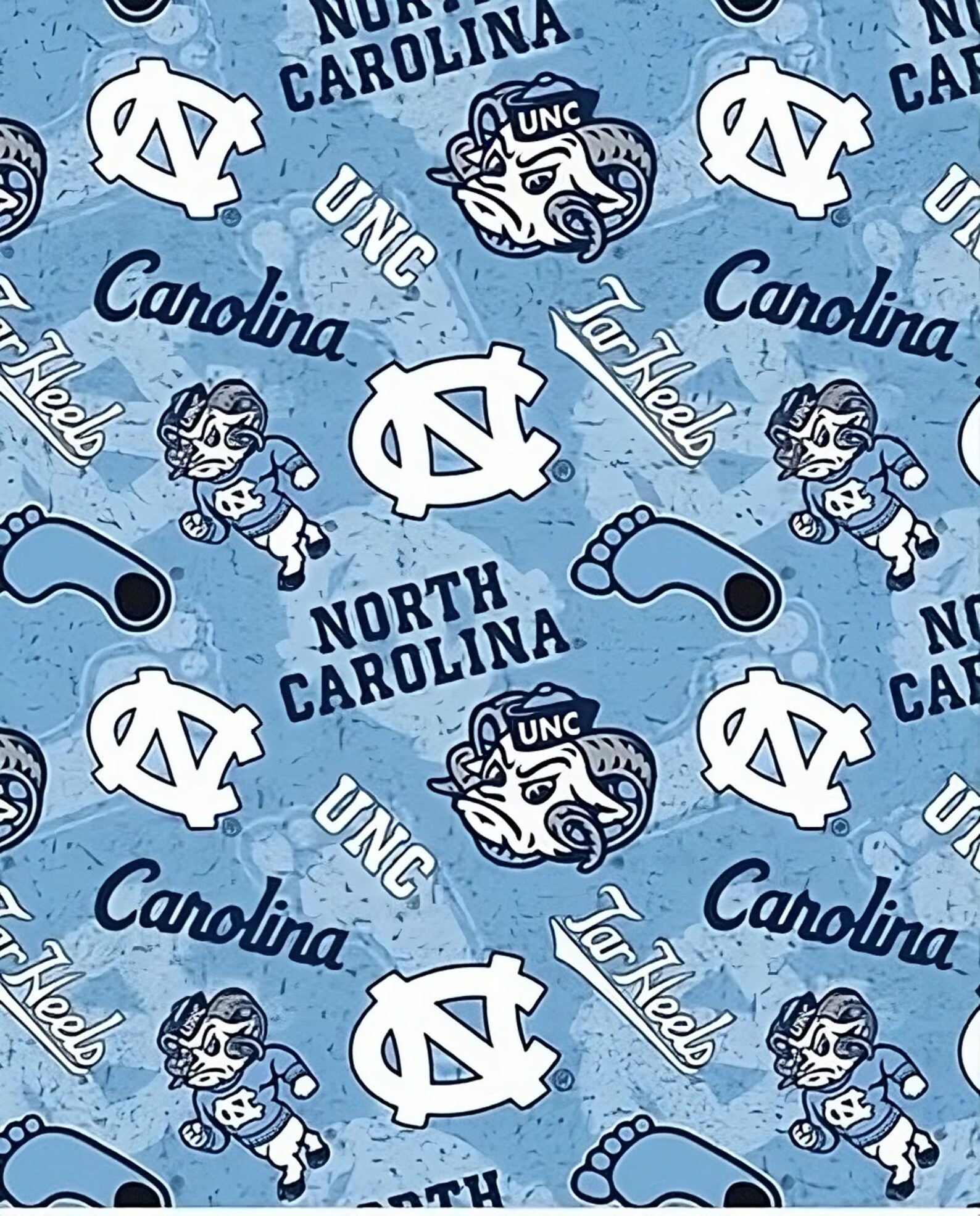 University of North Carolina Tarheel UNC Cotton Fabric - 1/2 Yard - Etsy