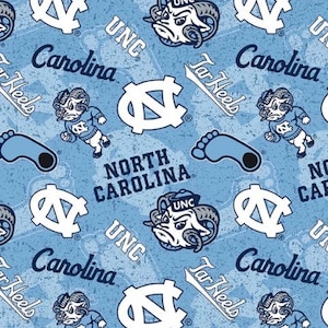 University of North Carolina Tarheel UNC 100% Cotton Fabric - 1/2 Yard ...