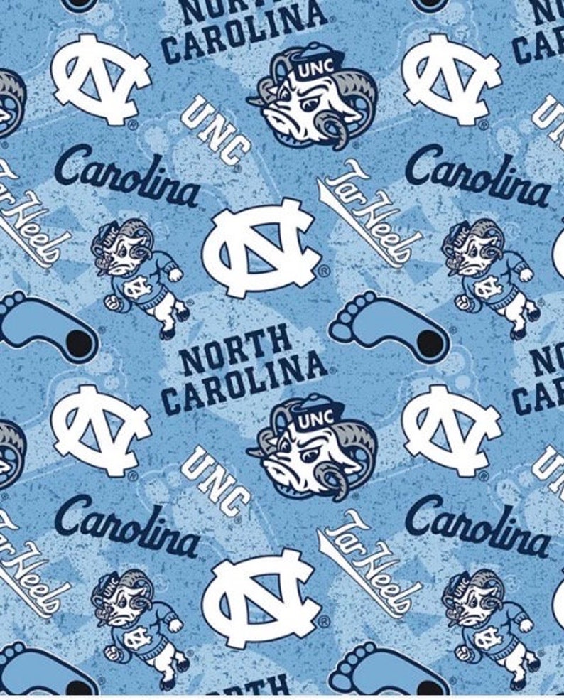 University of North Carolina Tarheel UNC 100% Cotton Fabric - 1/2 Yard ...