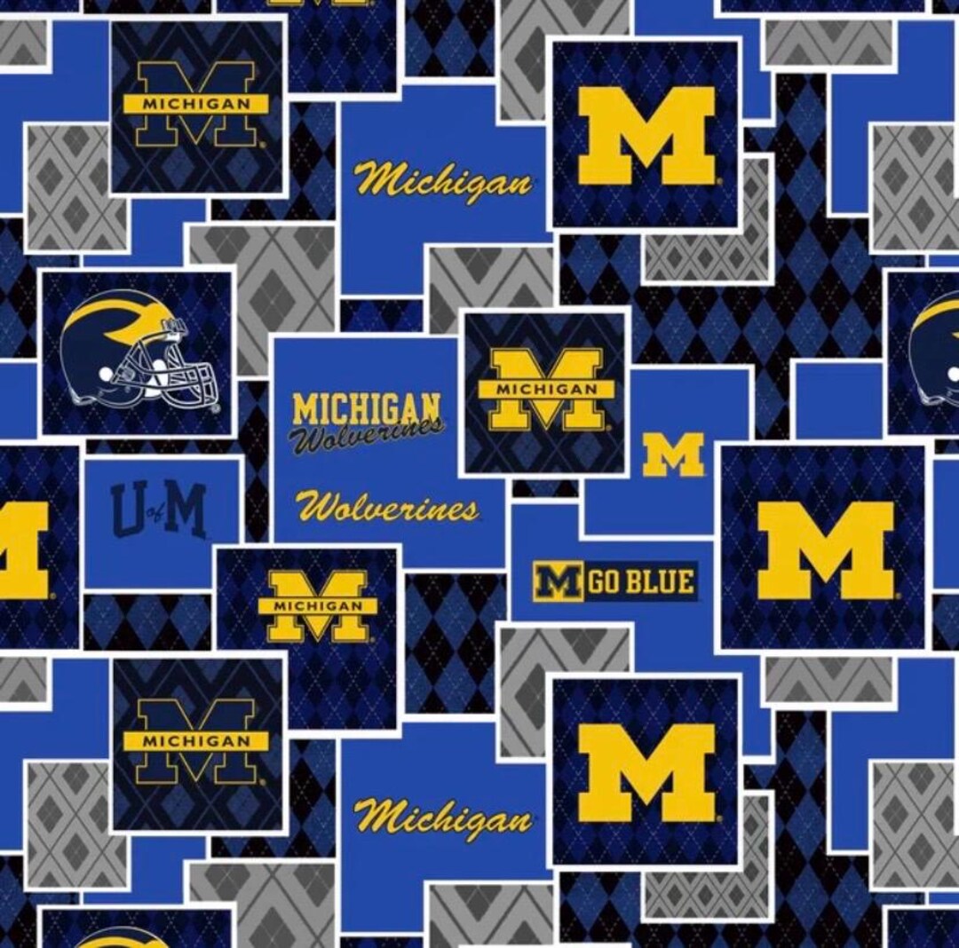 Michigan Wolverines Cotton Fabric Box Design - 1/2 Yard - Etsy