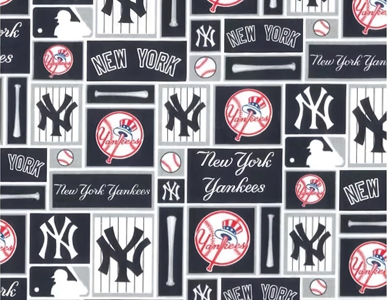 MLB New York Yankees Cotton Fabric Patch - 1/2 Yard - Etsy