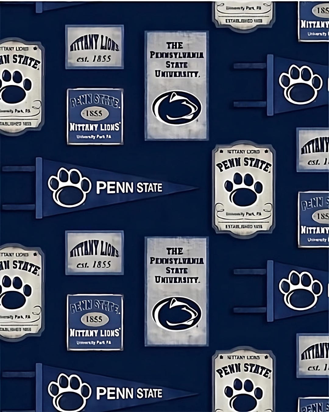 Penn State University PSU Vintage Pennant Cotton Fabric - 1/2 Yard - Etsy