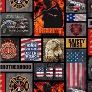 Firefighter Block Flag Cotton Fabric - 1/2 Yard - Etsy