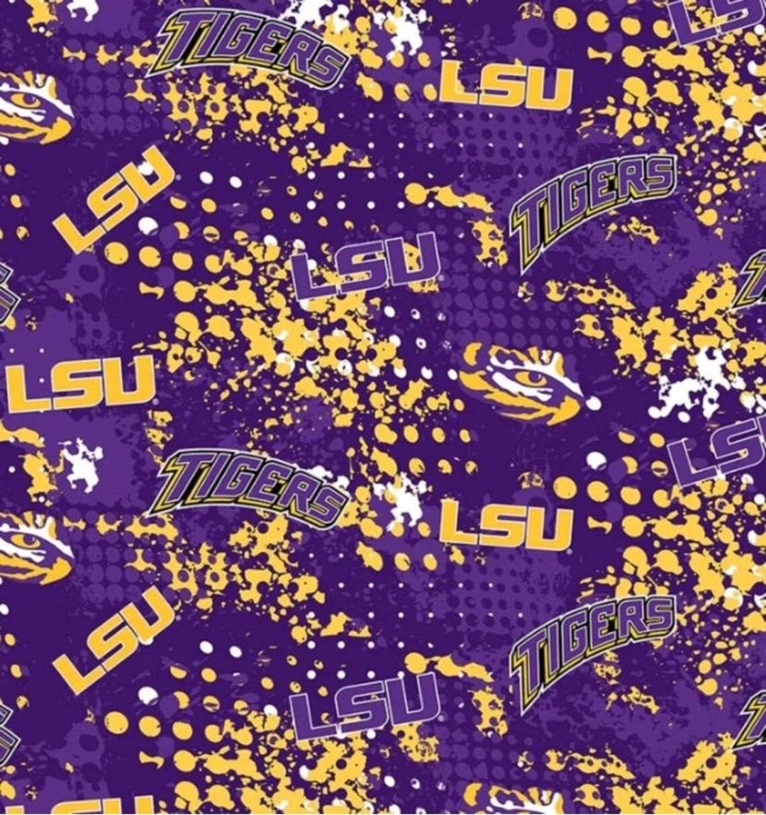 Louisiana State University LSU Tigers Splatter Cotton Fabric - 1/2 Yard ...