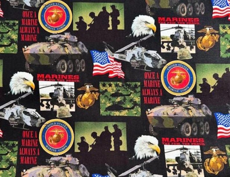 USMC Once A Marine Always A Marine Cotton Fabric - 1/2 Yard - Etsy