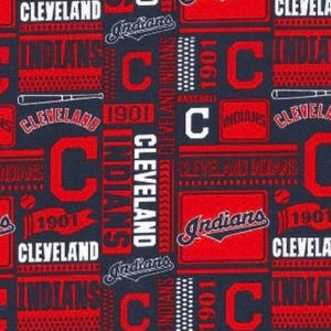 MLB Cleveland Indians 100% Cotton Fabric Block 1/2 Yard - Etsy