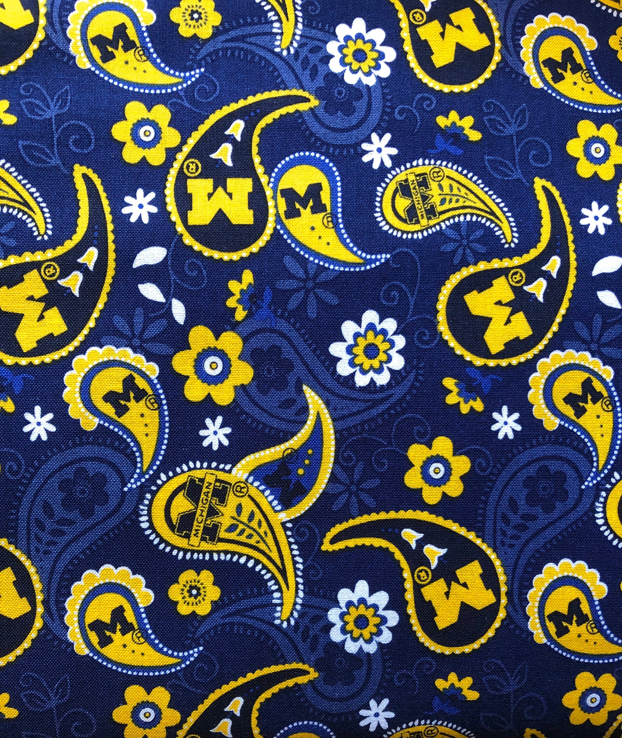 Fabric University of Michigan Wolverines Cotton Fabric Paisley Design ...