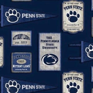 Penn State University PSU Vintage Pennant Cotton Fabric - 1/2 Yard - Etsy