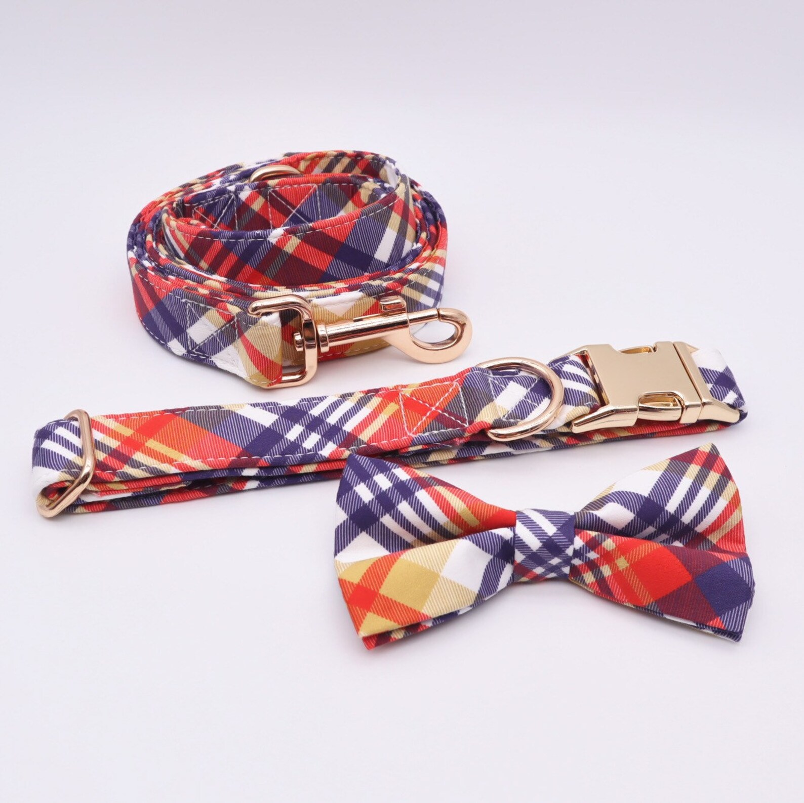 Personalized Dog Collar Collar Name Tag Plaid Dog Collar - Etsy