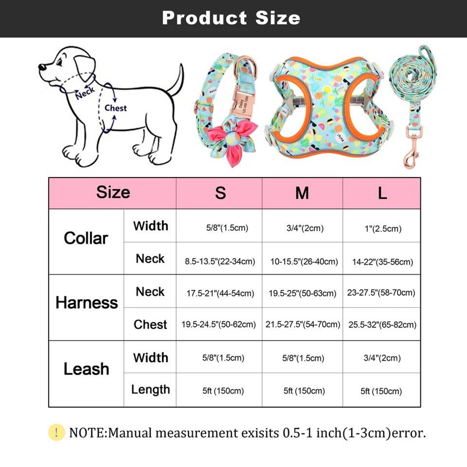 Personalized Dog Harness Set Floral Dog Harness and | Etsy