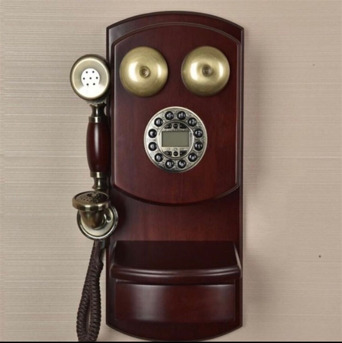 Fashion Solid wood vintage telephone wall-mounted old | Etsy
