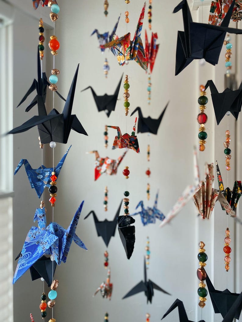 The Sacred Grove (I) — Paper Crane Origami Mobile With Spell Jars - Etsy