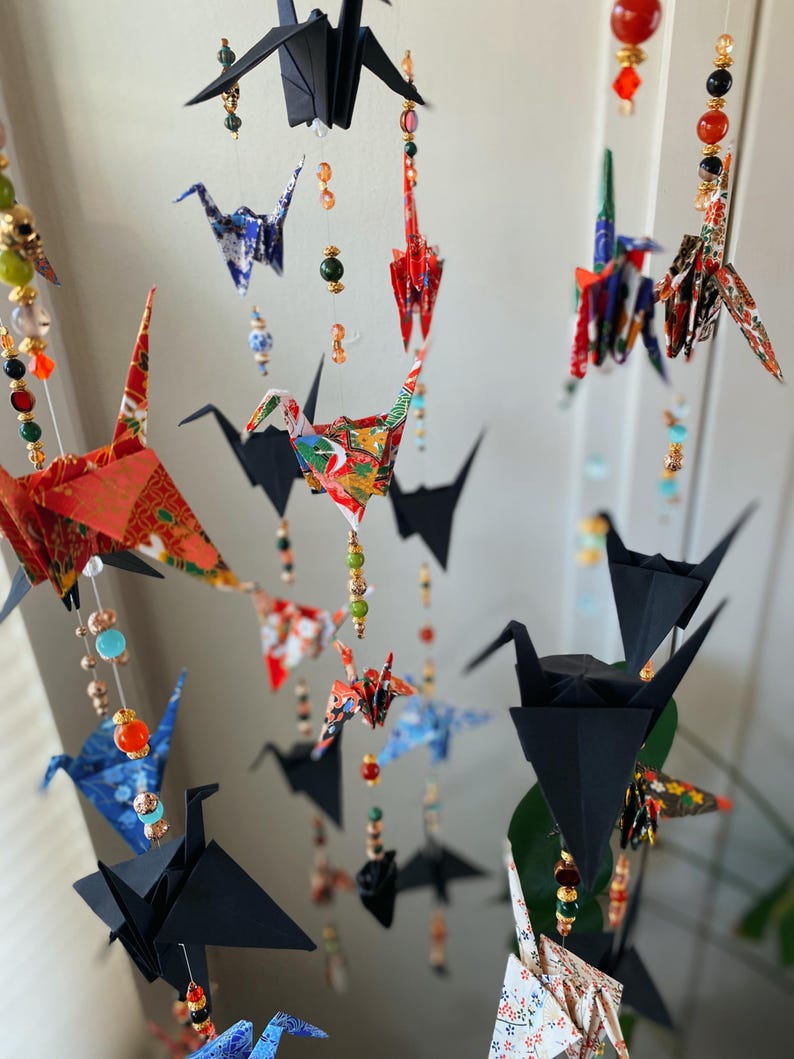 The Sacred Grove (I) — Paper Crane Origami Mobile With Spell Jars - Etsy