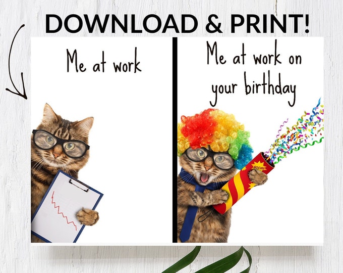 Printable Card Coworker Birthday Card Funny Birthday Card - Etsy