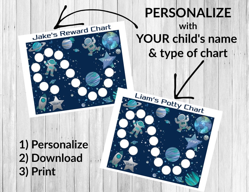 Kids Reward Chart Printable Space Sticker Chart for Toddler | Etsy