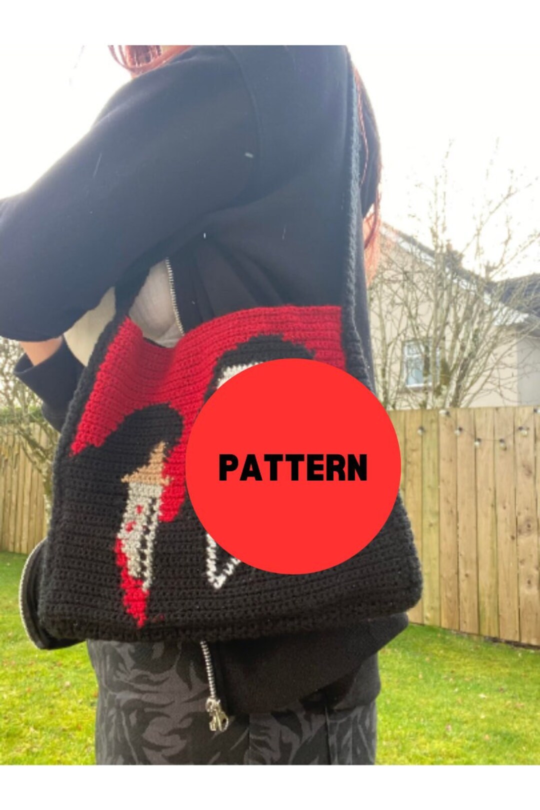 Slasher Crochet Tapestry Pattern tote Bag - Etsy