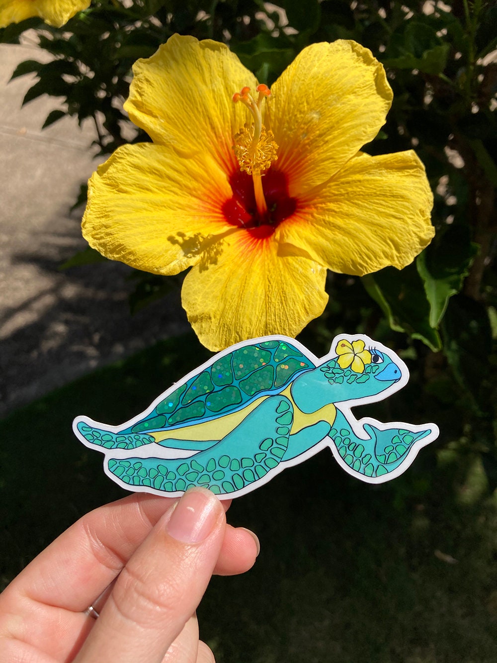HIBISCUS HONU Sticker Turtle Sea Turtle Hawaii Sticker - Etsy
