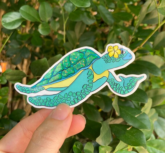 HIBISCUS HONU Sticker Turtle Sea Turtle Hawaii Sticker - Etsy