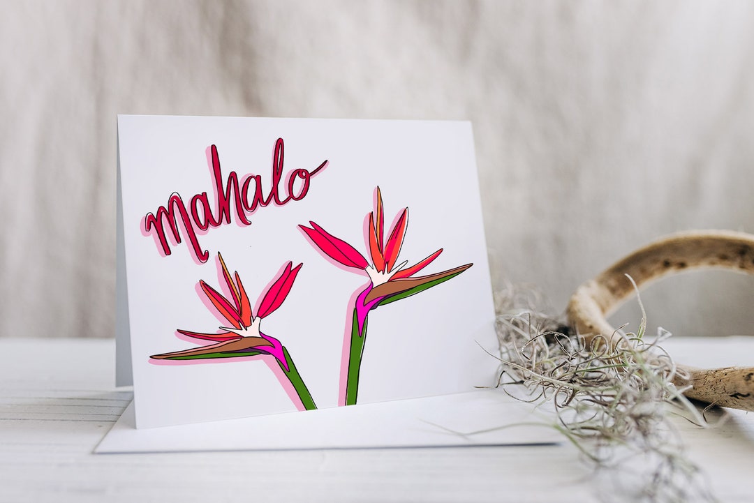 MAHALO Greeting Card, Thank You Card, Blank Greeting Card, Thanks, Bird ...