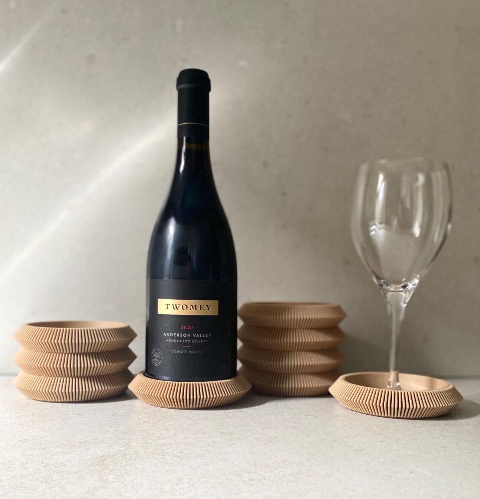 Personalized Monogram stacking PAGODA Coaster Natural Wood Matte Finish ...