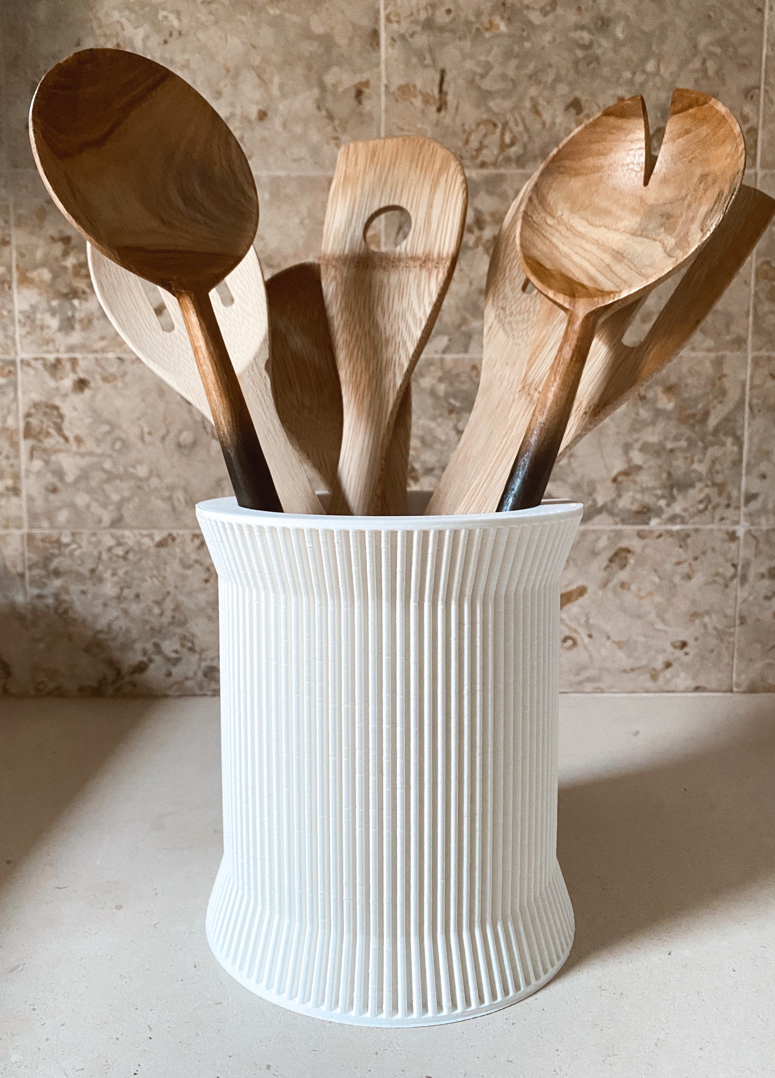 Japanese "skirted" Kitchen Utensil Holder off White Finish - Etsy