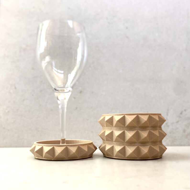 Stacking "prismatic Coaster" Natural Wood Matte Finish - Etsy