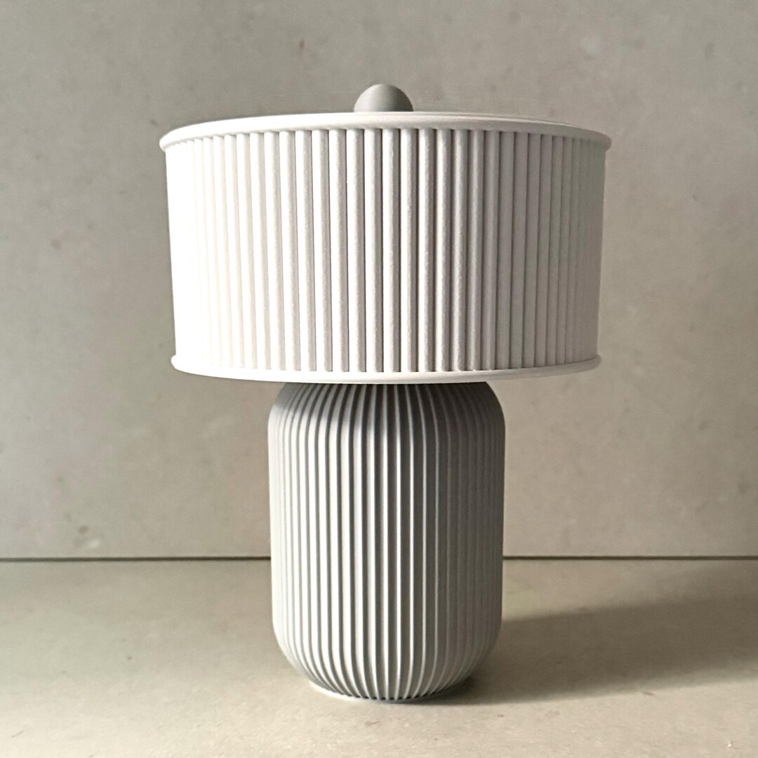 Light Grey "ridged Bowl Tall Lamp” Modern Boho - Etsy