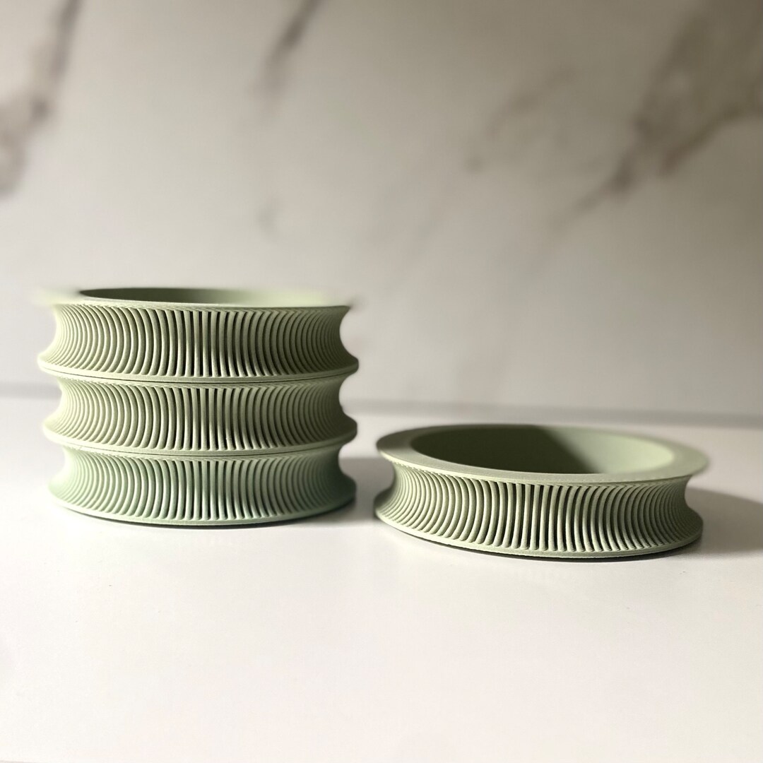 Stacking "curvy Coaster" Pastel Green Matte Finish Mid Century Modern ...