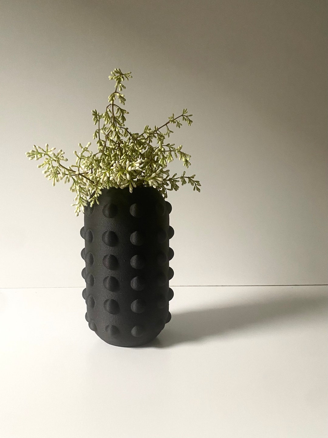Tall “DOTS Vase" Black Wood Matte Finish Mid Century Modern - Etsy