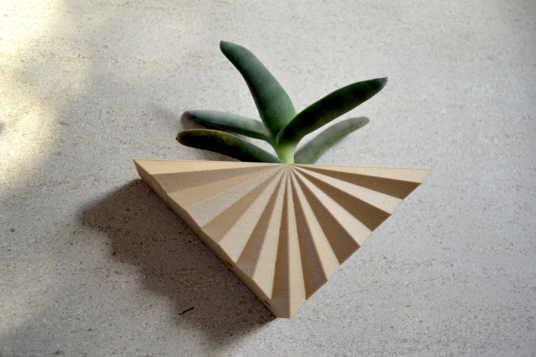 Modern Triangle "fan" Wall Planter Natural Wood Finish - Etsy
