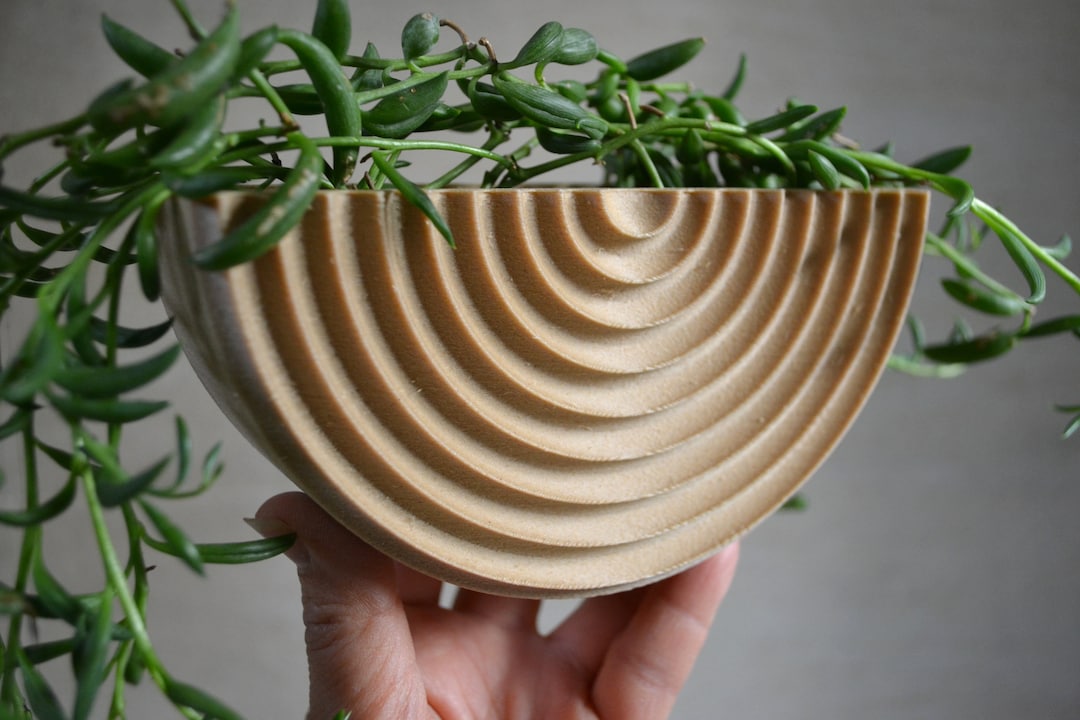 Mid Century Modern "ridged" Wall Planter Natural Wood Finish - Etsy