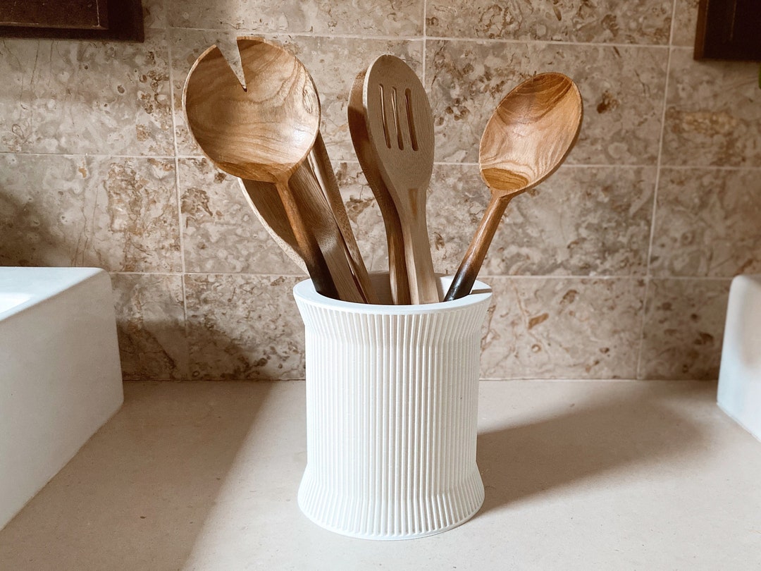 Japanese "skirted" Kitchen Utensil Holder off White Finish - Etsy
