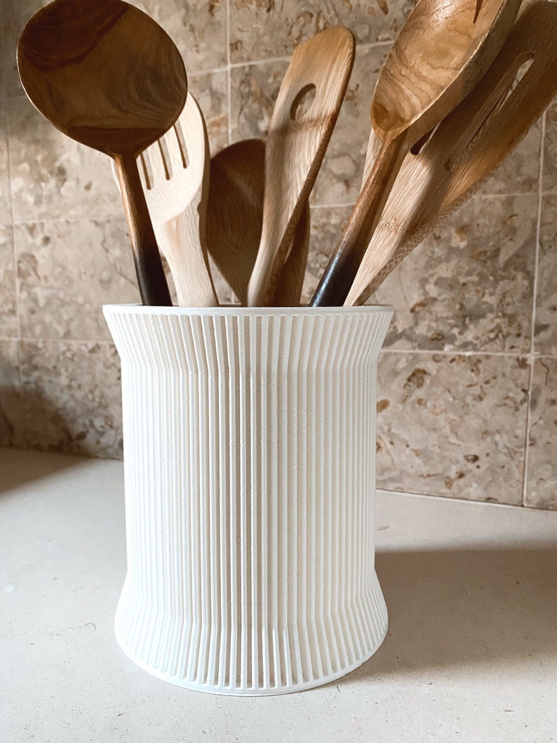 Japanese "skirted" Kitchen Utensil Holder off White Finish - Etsy