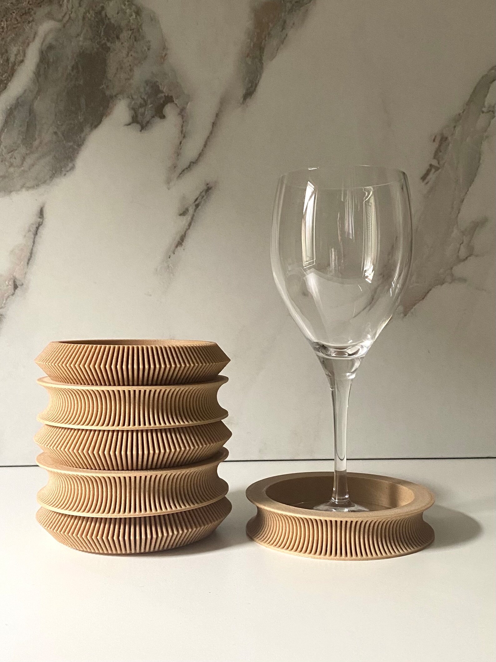 Personalized Monogram stacking PAGODA Coaster Natural Wood Matte Finish ...