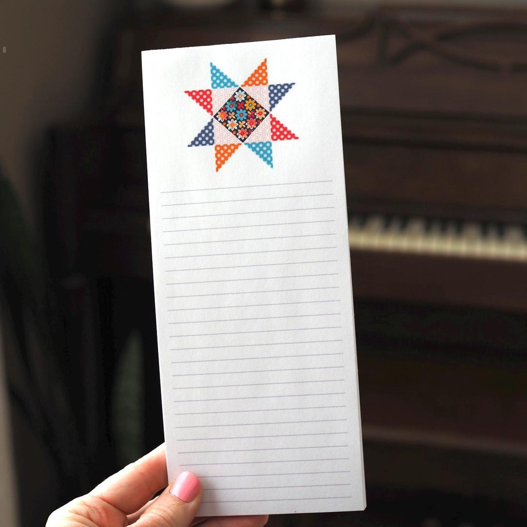Groovy Quilt Star Long Magnetic Notepad Quilter Gift - Etsy
