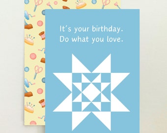 Quilt Birthday Card, Quilt Greeting Card, Sewing Birthday Card, Sewing ...