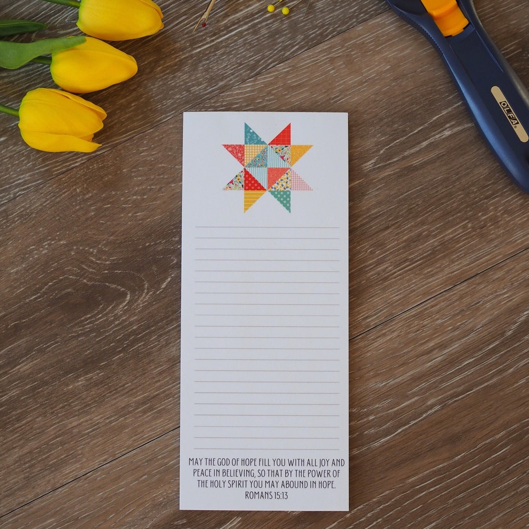 DISCONTINUED Quilt Star Scripture Lined Notepad With Magnets - Etsy